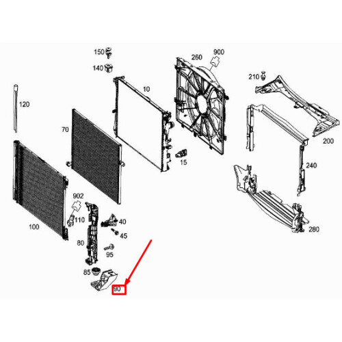 MERCEDES-BENZ C W205 Right Cooling Radiator Holder A2055014020 NEW ...