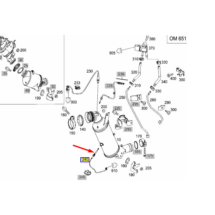 MB W212 E Class Exhaust Temperature Sensor A0009056504 NEW GENUINE on OnBuy