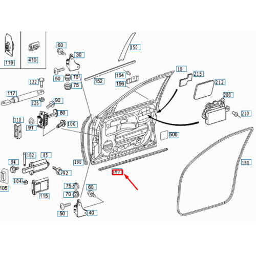 MERCEDES-BENZ S W220 Front Left Door Bottom Ledge A2206901162 NEW ...