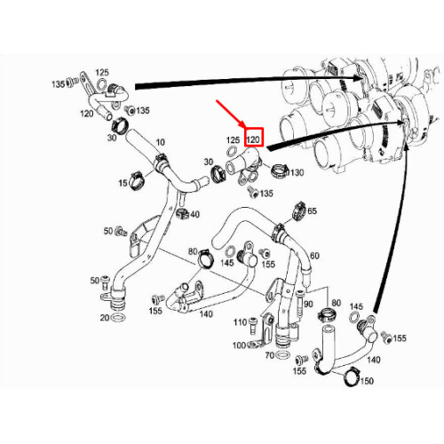 MERCEDES-BENZ AMG GT X290 Left Turbo Coolant Return Line A1772003551 ...