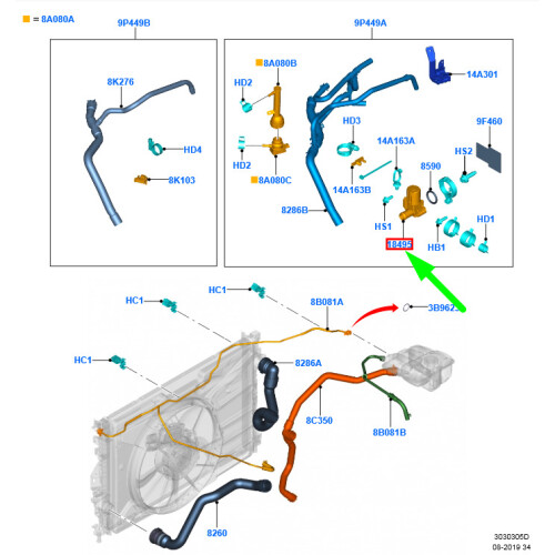FORD FOCUS MK3 C346 Coolant Control Valve BM5G-18495-EA 1870523 NEW ...