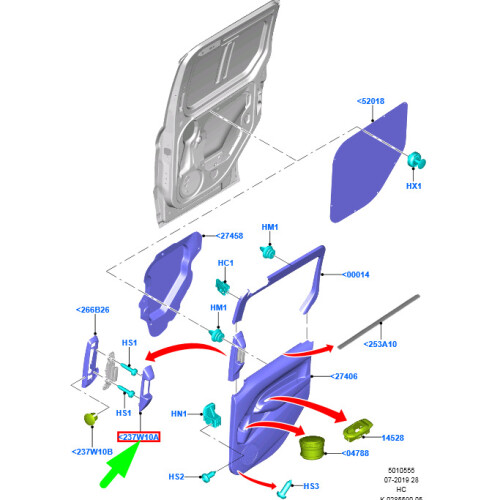 FORD TOURNEO CONNECT MK2 Sliding Side Door Panel Right Cover 2335511 ...