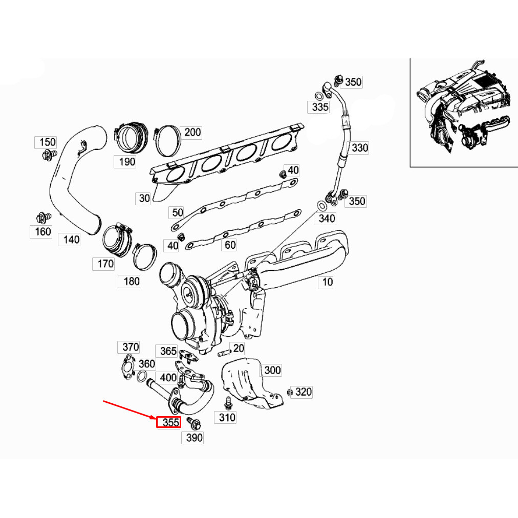 MERCEDES-BENZ S W222 Turbocharger Oil Return Line A2780903777 NEW ...