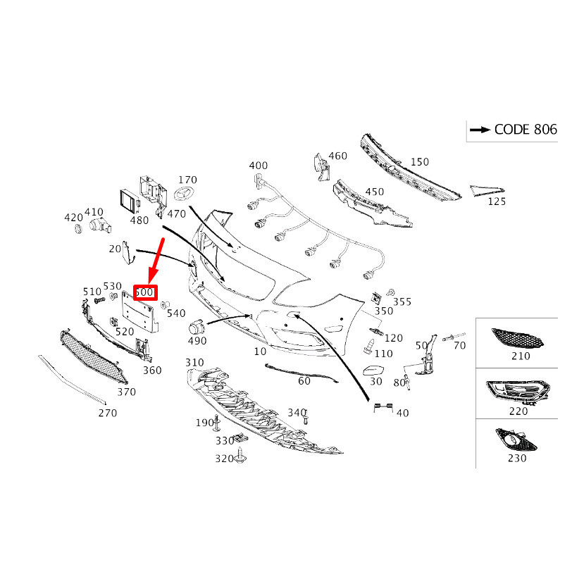 MERCEDES-BENZ CLA C117 Front Bumper Licence Plate Holder A1178802300 ...