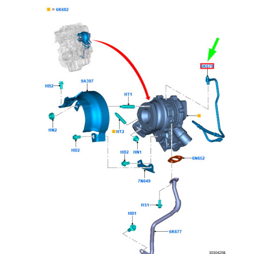 FORD RANGER T6 Turbo Oil Feed Pipe Assy FB3Q-6K679-AA 1885724 NEW ...