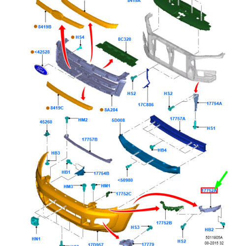 FORD RANGER T6 MK3 Front Right Bumper Bracket 1745268 AB39-17A869-AC ...