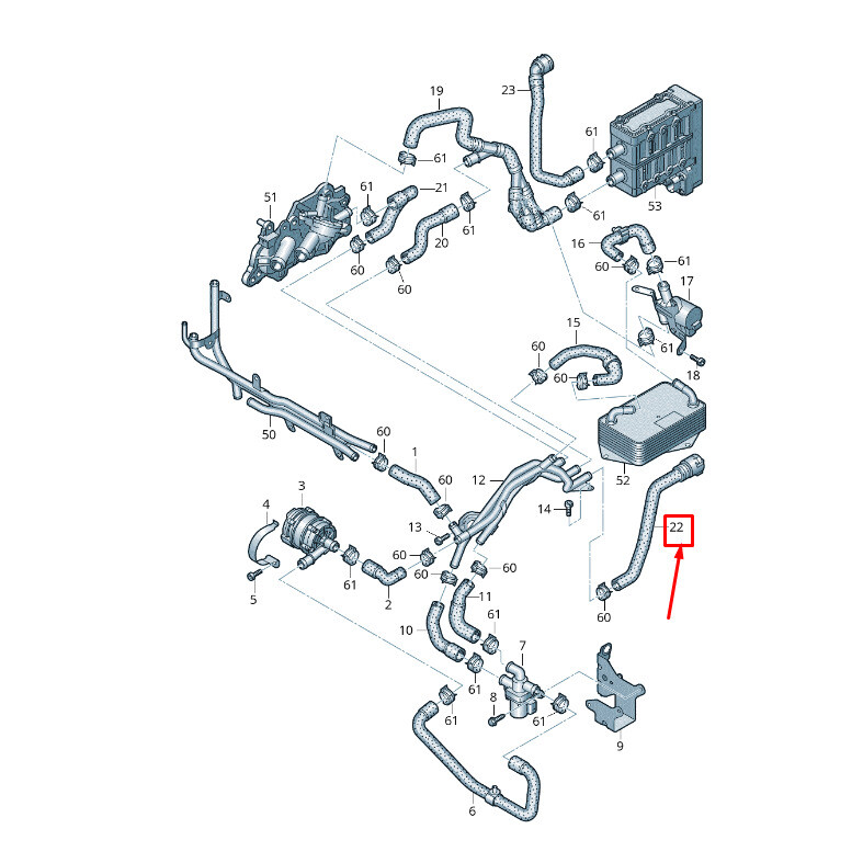 VW GOLF 5G MK7 Coolant Hose With Quick Release Coupling 5Q0122073BT NEW ...