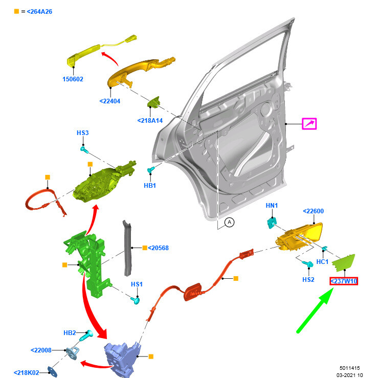 FORD KUGA MK3 CX482 Rear Left Door Inner Handle Screw Cap 2290143 NEW ...