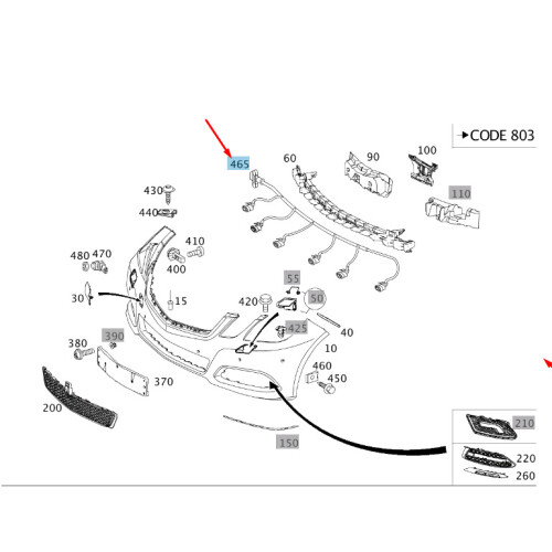 MERCEDES-BENZ E W212 Front Bumper Wiring Harness A2125404300 NEW ...