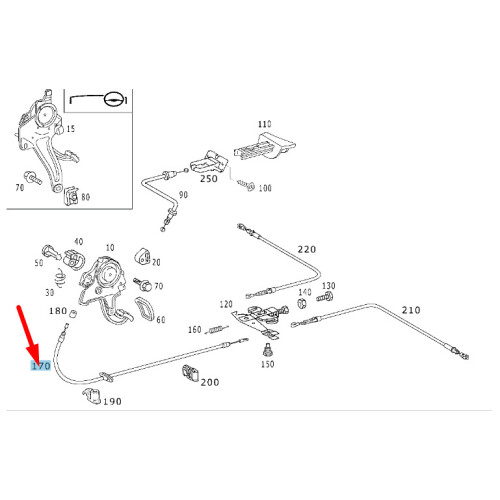 MB SL R230 Parking Actuator To Pivot Arm Brake Cable LHD A2304200285 ...