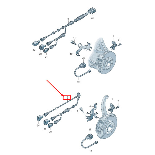 VW TOUAREG 7P Front Speed Sensor Cable Harness 7P0971279C NEW GENUINE ...