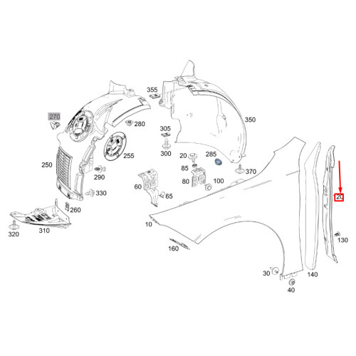 MERCEDES-BENZ CLA C118 Front Right Fender Rear Gap Cover A1188890100 ...