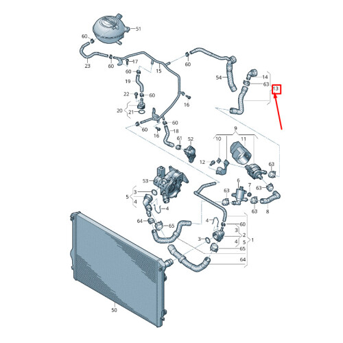 VW GOLF 5G MK7 Coolant Hose With Quick Release Coupling 5Q0122157M NEW ...
