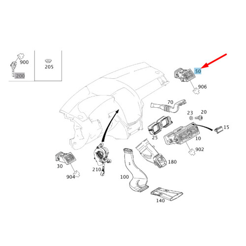 MERCEDES-BENZ C W204 Dashboard Right Air Vent A20483066549116 NEW ...