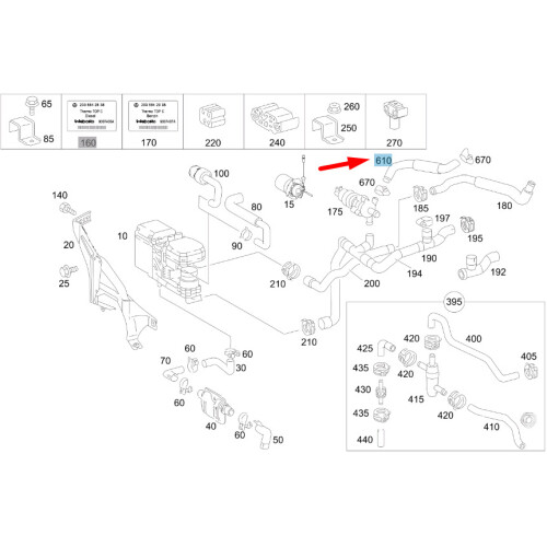 MB S W221 Between Recirculating Pump And Engine Hose A2038321694 NEW ...