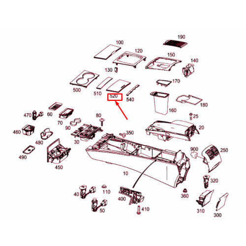 MERCEDES-BENZ E Coupe C207 Center Console Closing Cover A2074700138 NEW ...