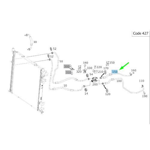 MB ML W166 Transmission Right Rear Cooler Line A1665004972 NEW GENUINE ...