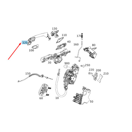 MB GLA X156 Rear Left Door Exterior Handle A20476001709696 NEW GENUINE ...