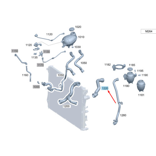 MB CLS C257 Left Cooler To Engine Coolant Hose A2385019000 NEW GENUINE ...