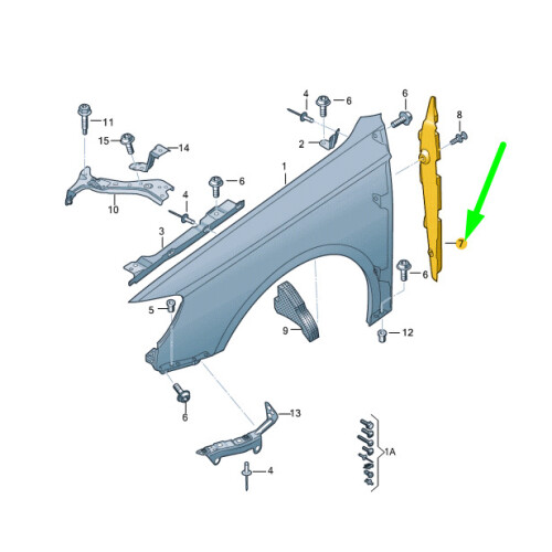 AUDI A3 8V Front Left Fender Closing Element 8V0821111CSP9 NEW GENUINE ...