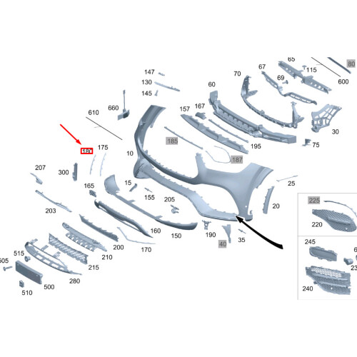 MERCEDES-BENZ GLE W167 Front Right Bumper Trim Molding A1678858403 NEW ...