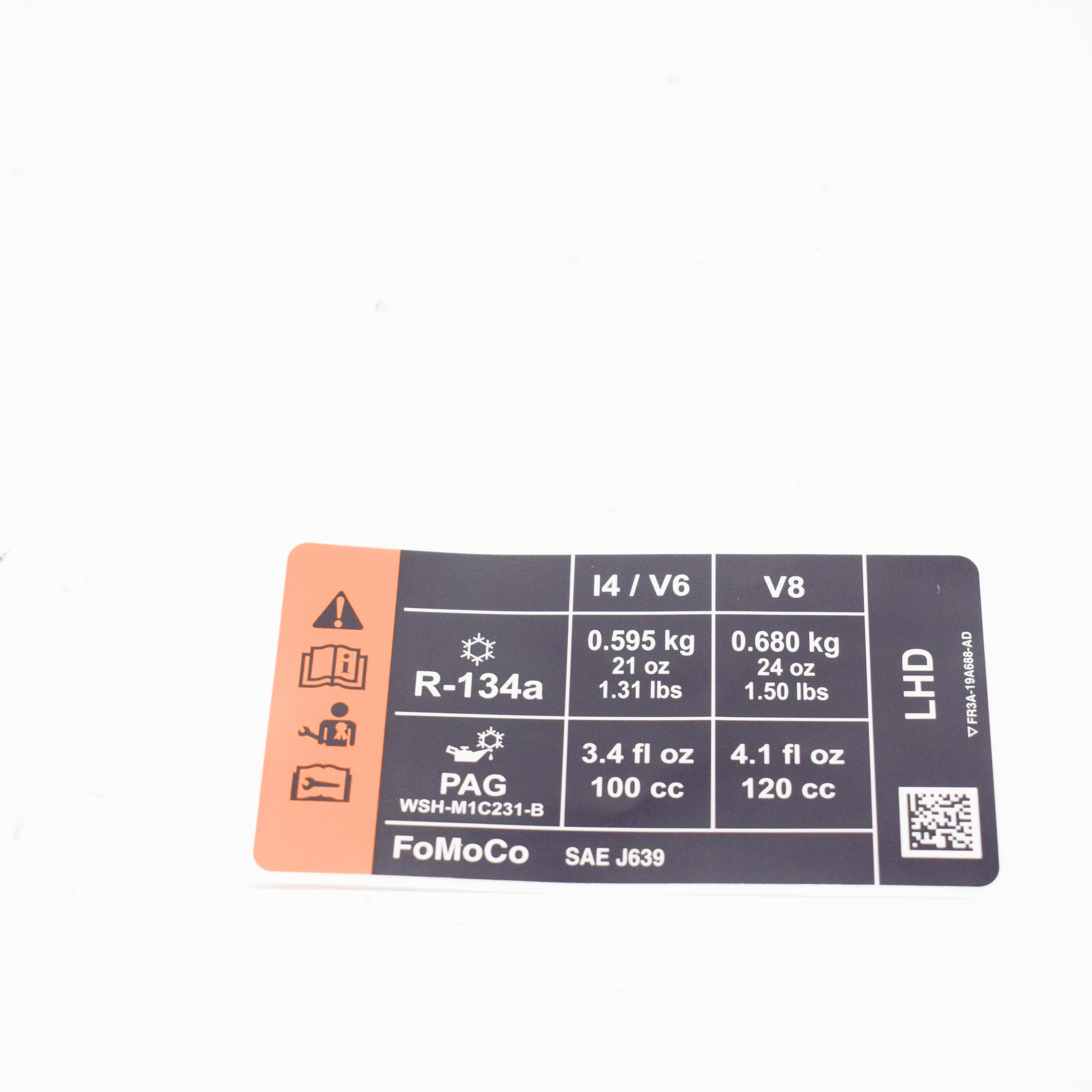 FORD MUSTANG MK6 A/C Refrigerant Decal LHD 2038283 FR3A-19A688-AD NEW ...