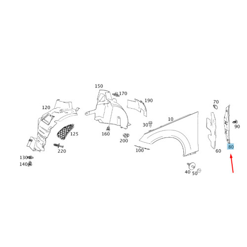 MERCEDES-BENZ E C207 Front Left Fender Rear Cover A2078890125 NEW ...