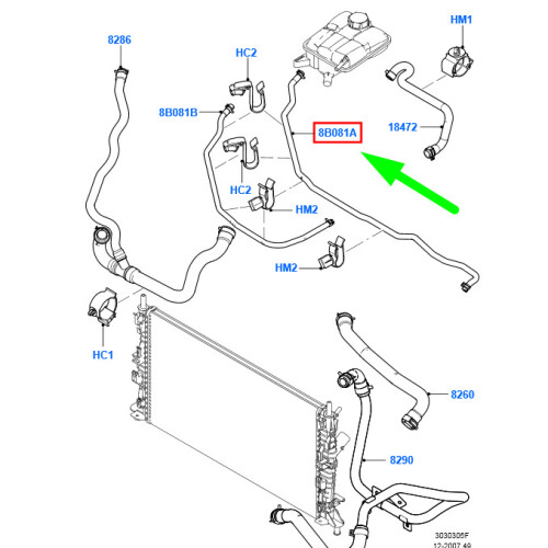 FORD FOCUS MK2 Cooling System Hose Pipe Tube 3M5H-8C012-YC 1420325 NEW ...