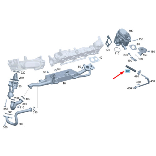 MB C W204 Water Line And EGR Valve Coolant Hose A6422030682 NEW GENUINE ...
