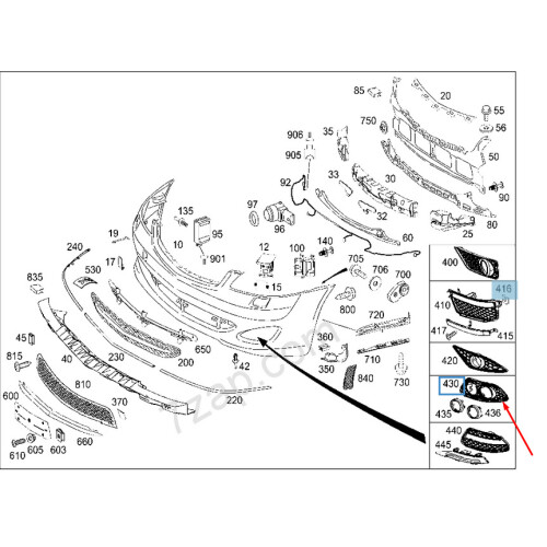 MERCEDES-BENZ S-CLASS W221 Front Bumper Left Grille A2218851353 New ...