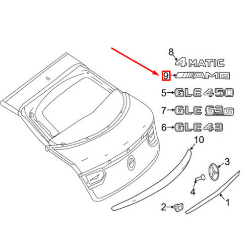 MERCEDES-BENZ ML W166 Rear Panel Door AMG Badge A1668176300 NEW GENUINE ...