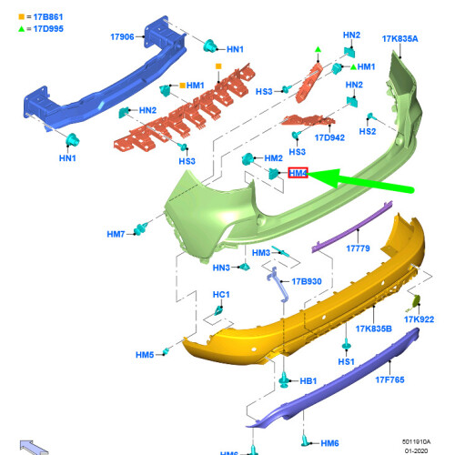 FORD KUGA MK3 CX482 Rear Bumper Trim Pin W720303-S300 2327290 NEW ...