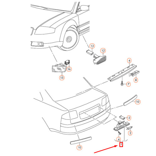 AUDI A8 D3 Rear License Plate Lights Set 4E0943021 4E0943022 NEW ...