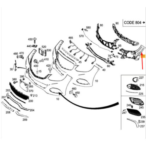MERCEDES-BENZ E-CLASS W212 Front AMG Bumper Left Bracket A2128854765 ...