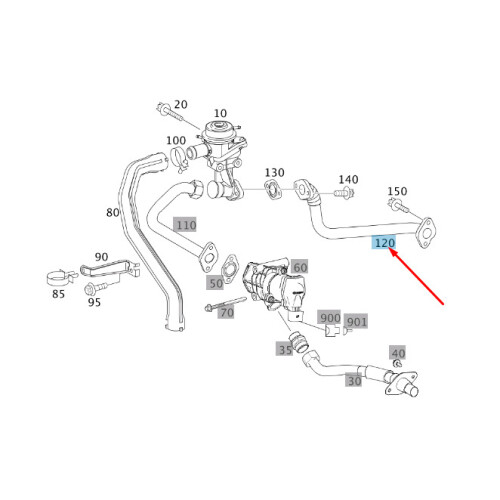 MB C W204 EGR Combination Valve To Crankcase Air Line A2711400512 NEW ...