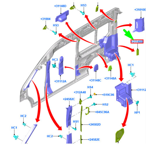 FORD TRANSIT MK4 Load Compartment Side Trim Panel Assy 2310828 NEW ...