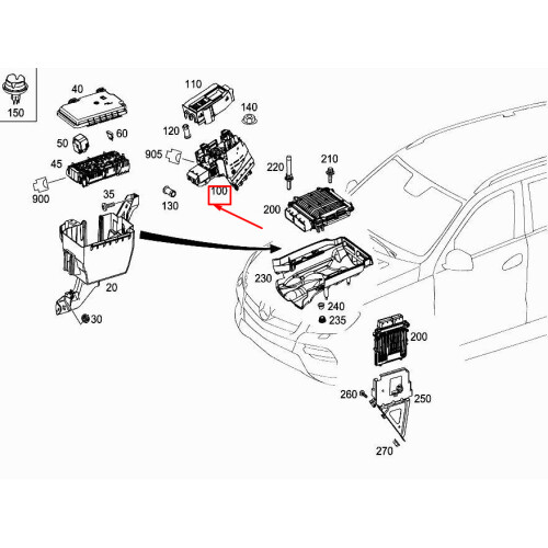 MERCEDES-BENZ GLE W166 Right Engine Fuse Box A1665405202 NEW GENUINE on ...