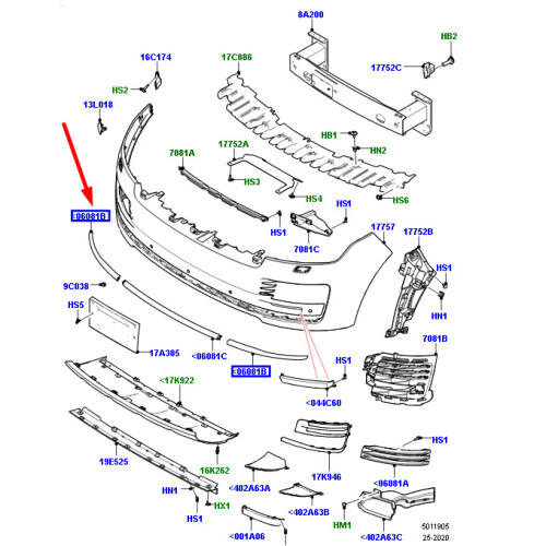 LAND ROVER RANGE ROVER L405 Front Bumper Right Insert LR098547 NEW ...
