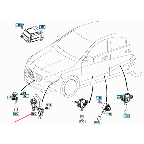 MB CLA Coupe C117 Pedestrian Protection Pressure Sensor A1179056900 NEW ...