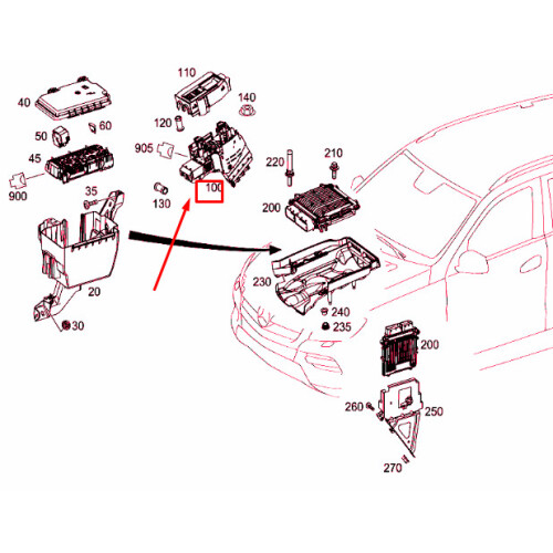 MERCEDES-BENZ GLE W166 Engine Compartment Right Fuse Box A1665402450 ...