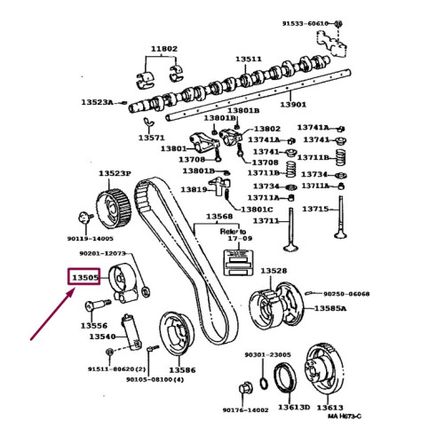 TOYOTA LAND CRUISER J100 Timing Belt Tensioner 1350517020 NEW GENUINE ...
