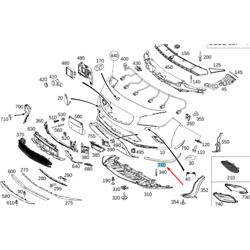 MB CLA C117 Front Bumper Left Side Inside Spoiler A1178852901 NEW ...