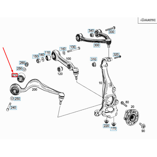 MB S W222 Front Suspension Lateral Arm Bushing A2223331400 NEW GENUINE ...