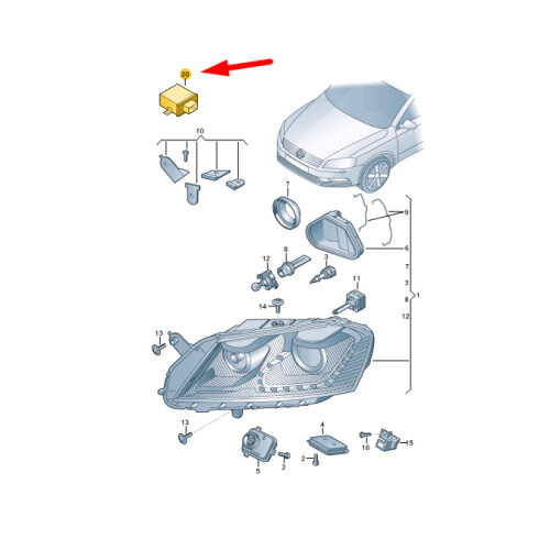VW PASSAT B7 Cornering Light/Headlight Range Control Unit 5M0907357F ...