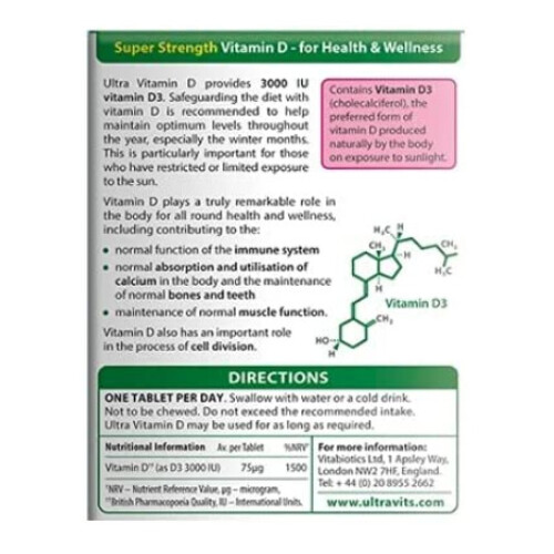 Vitabiotics Ultra Vitamin D3 - 3000iu - 96 Tablets on OnBuy