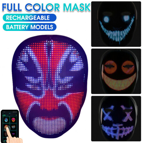 Halloween LED Mask, Shining Mask Programmable, Light Up Full Face Mask ...