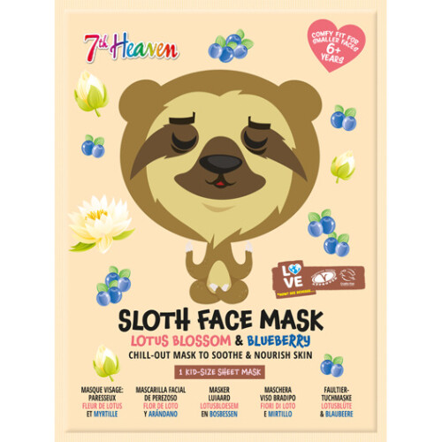 7th Heaven Animal Face Sheet Mask Sloth - with Lotus Blossom and ...