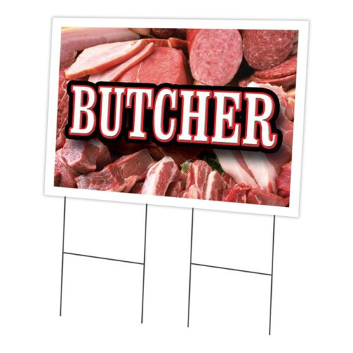 SignMission C-2436-DS-Butcher 24 x 36 in. Butcher Yard Sign & Stake on ...