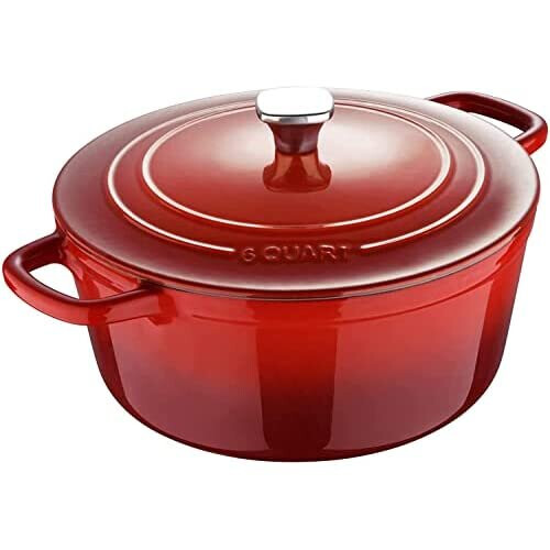MasterPro Cast Iron Casserole Dish with Lid, Non-Stick, Legacy ...