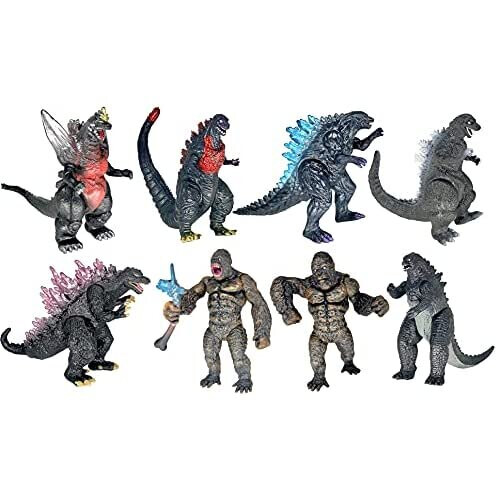TwCare 8pcs Attacking King Kong vs Godzilla Toys 2021 Movable Joint Action Figures King of The ...